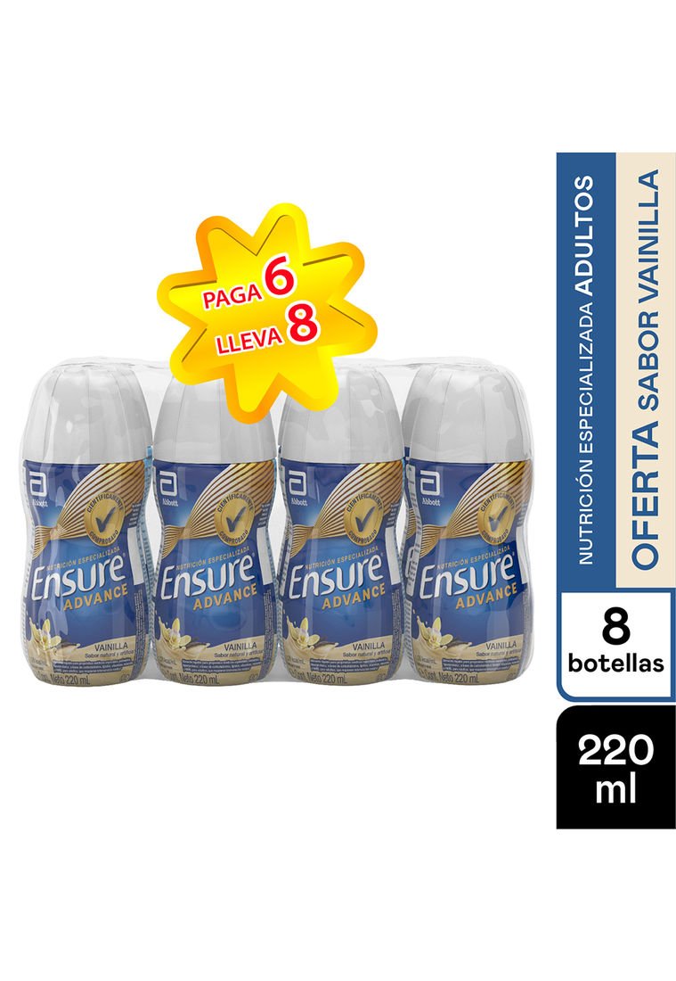 Ensure Advance Vainilla Pague 6 Lleve 8 Frascos 220 Ml - Compra Ahora ...