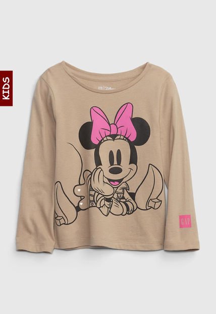 Camiseta Manga Larga Minnie Mouse Beige-Fucsia-Negro GAP Kids - Compra ...