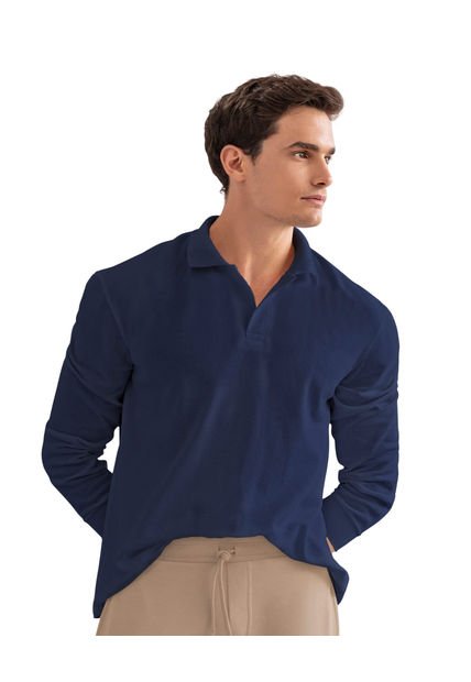 Buzo Manga Larga Con Cuello Tipo Polo MP454 Azul Oscuro - Compra Ahora ...