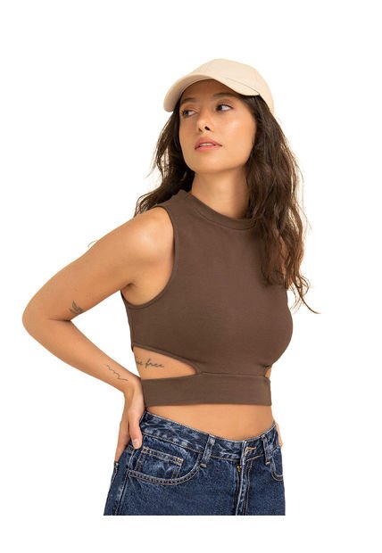 Leonisa Camiseta Crop Top Con Cut Outs Laterales J2714 Café - Compra ...