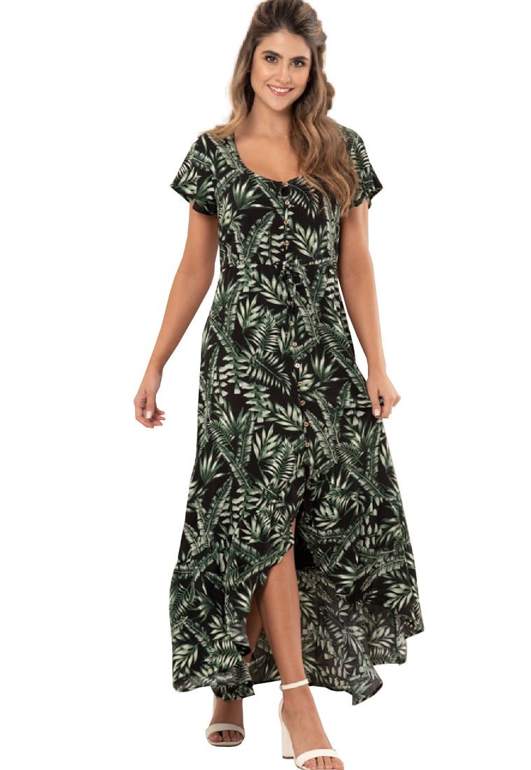 Vestido Tropico Negro Ragged Pf11510962 - Compra Ahora | Dafiti Colombia