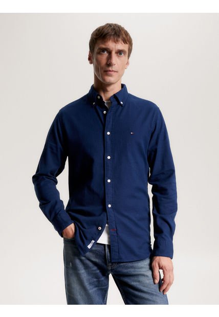 Camisa De Corte Regular En Algodón Elástico Hombre Gris Tommy Hilfiger ...