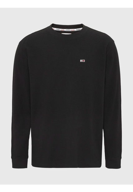 Camiseta Negra Gofrada De Manga Larga Essential Tommy Jeans - Compra ...