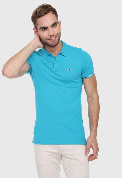 Polo Azul Turquesa Tommy Jeans - Compra Ahora | Dafiti Colombia